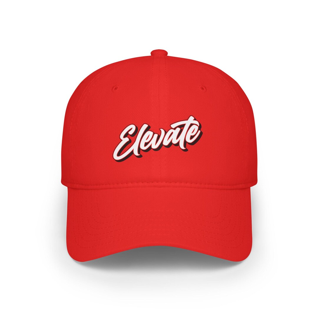 Elevate Script Logo Baseball Cap | Red Embroidered Slogan Hat - Etsy