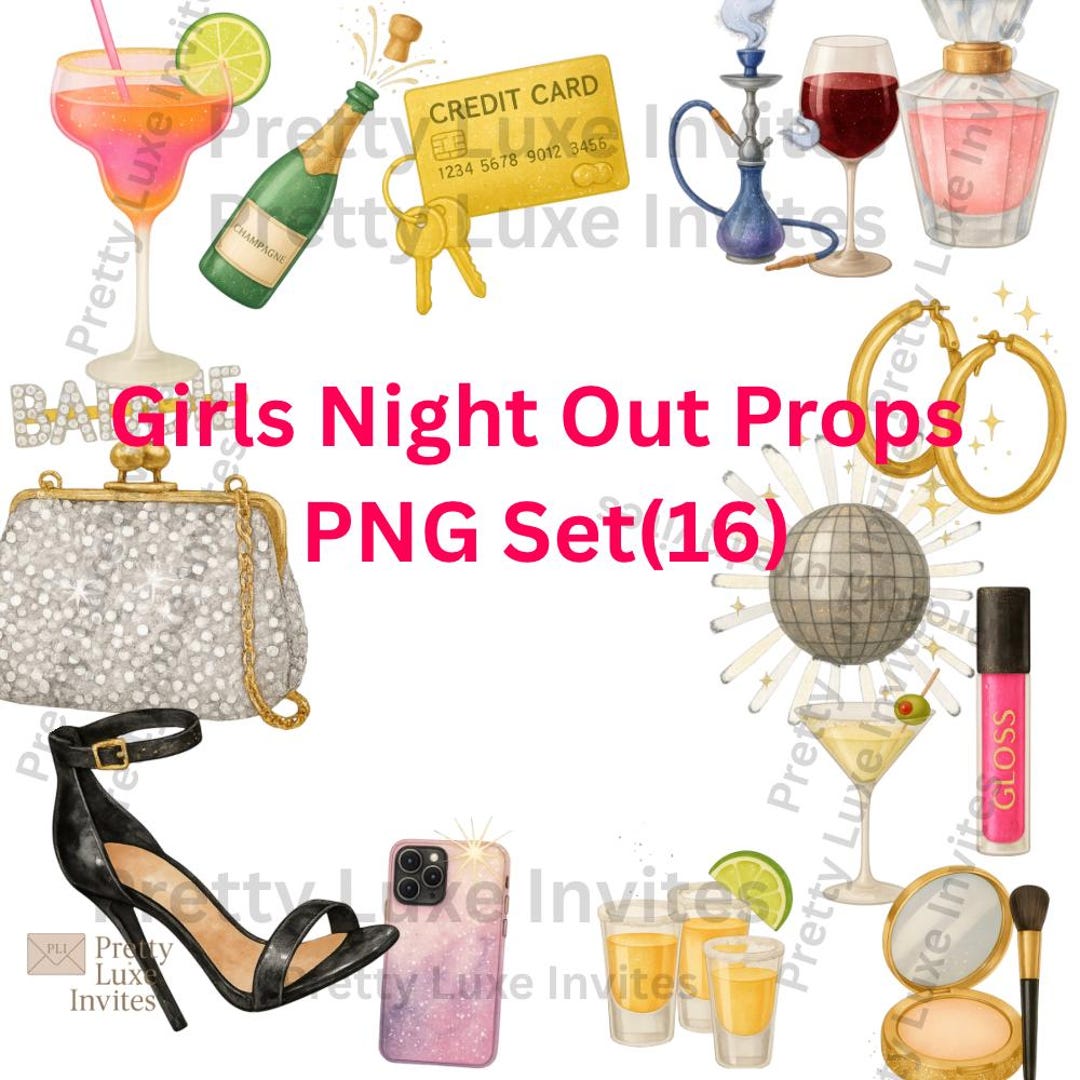 Girls Night Out PNG Props | Baddie Clipart, Party Drinks & Accessories ...