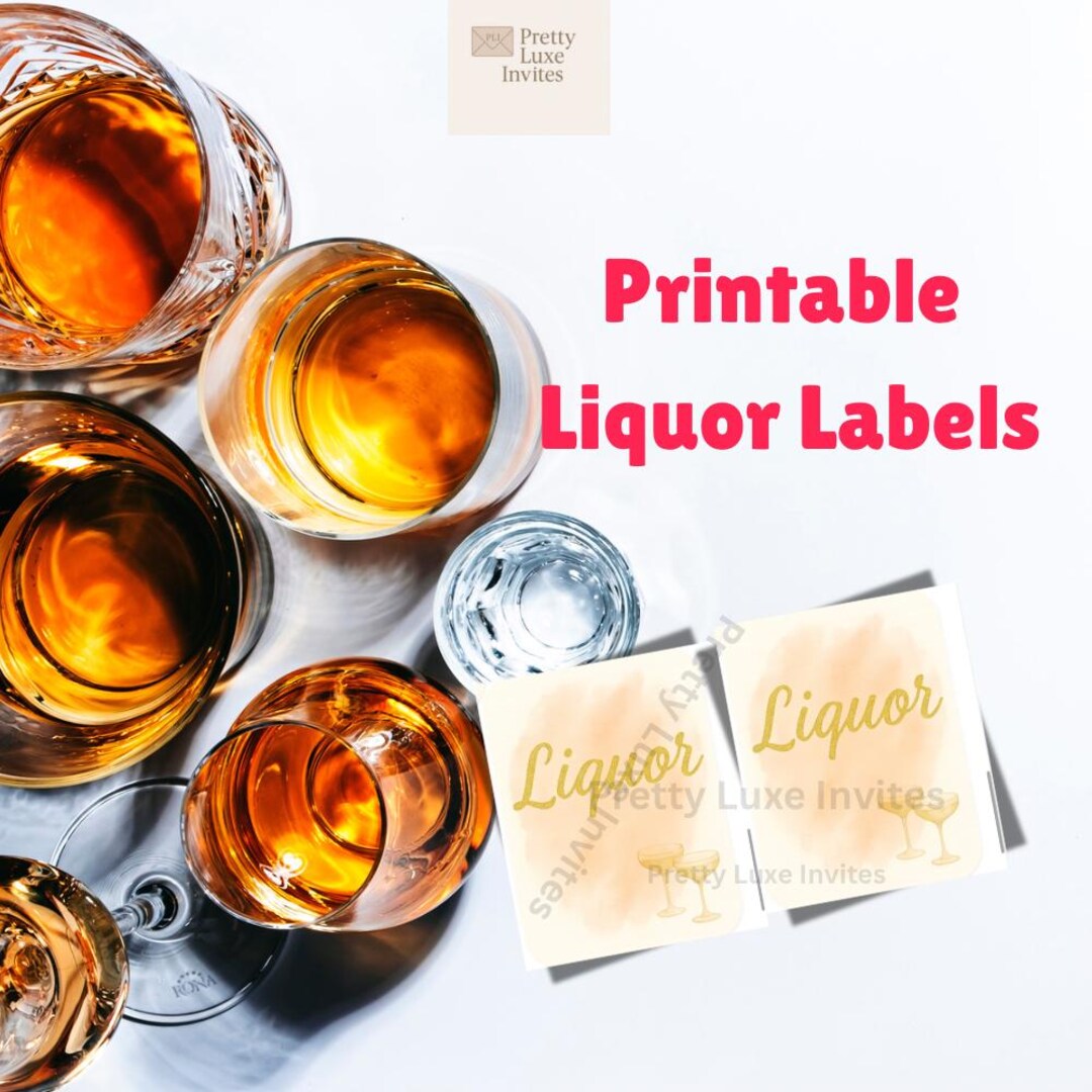 Printable Liquor Label – Gold Watercolor Party Drink Table Tag - Etsy