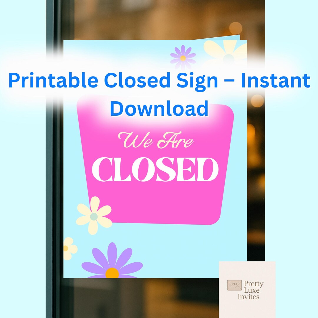We Are Closed Sign Printable | Business Door Sign | Instant Digital ...
