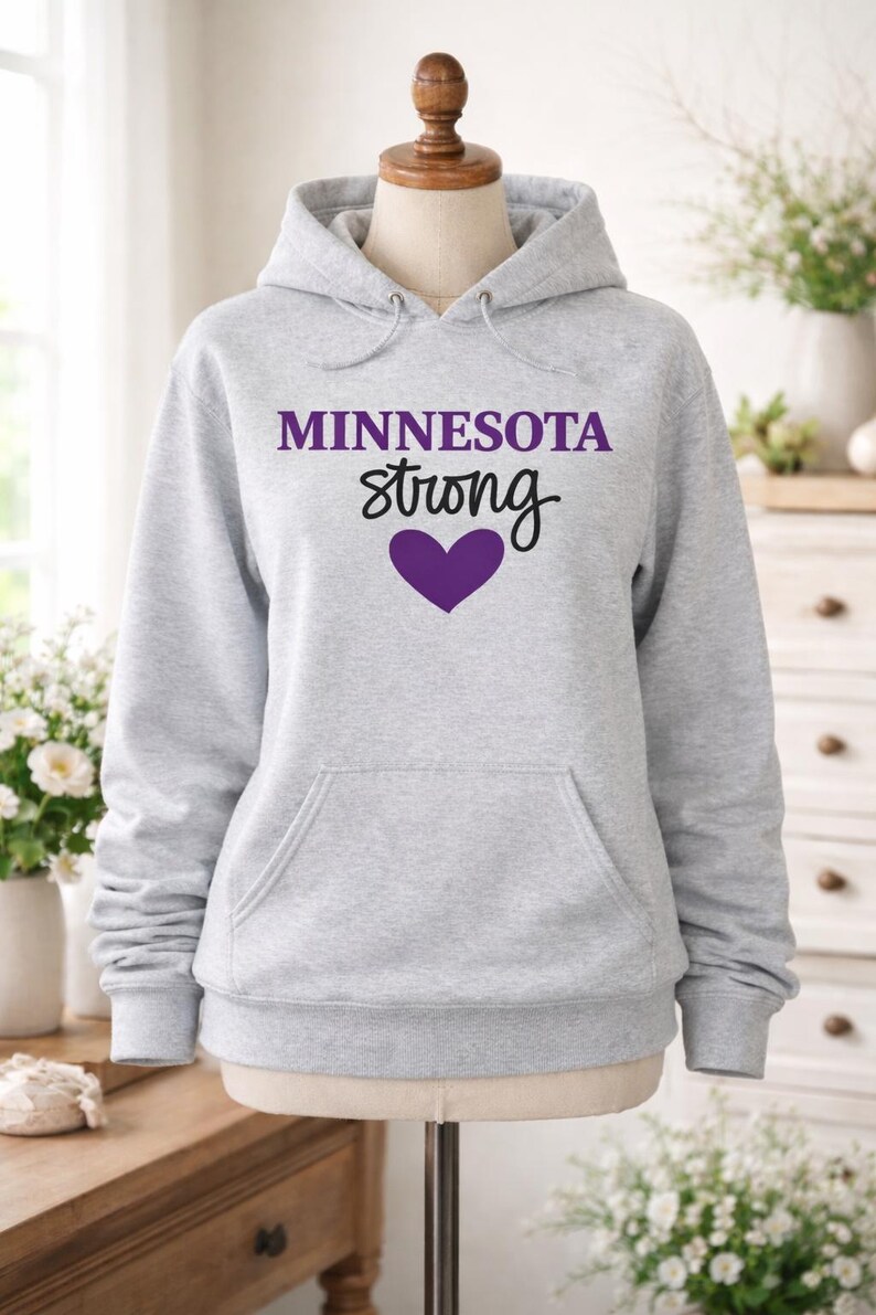 Minnesota Strong Embroidered Hoodie – White Unisex Sweatshirt With ...