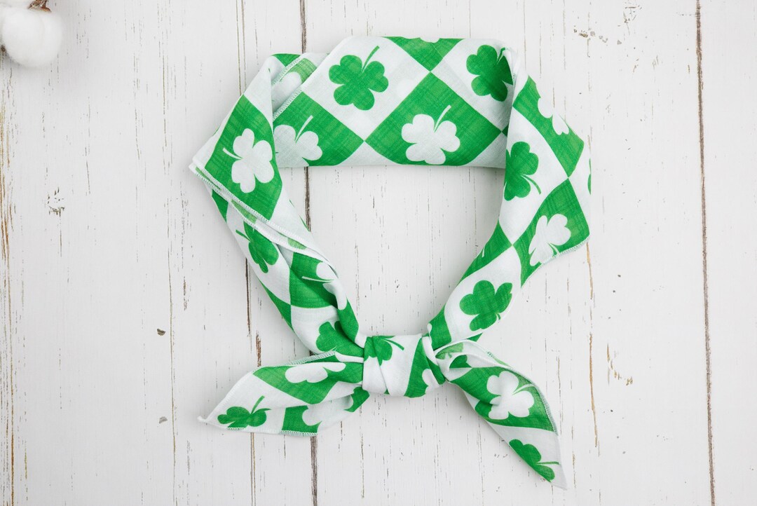 100% Cotton 21" X 21" Shamrock Bandana Bundle, One-side Print, Green ...