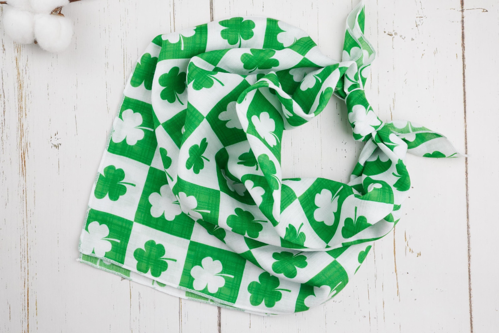 100% Cotton 21" X 21" Shamrock Bandana Bundle, One-side Print, Green ...