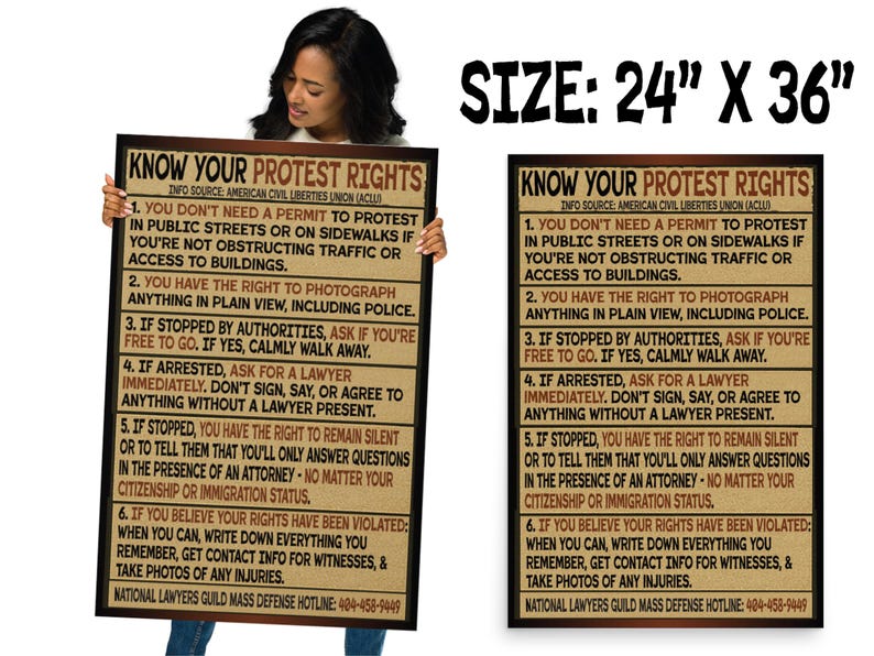 Know Your Rights Protest Sign With Mass Defense Hotline Number - Etsy