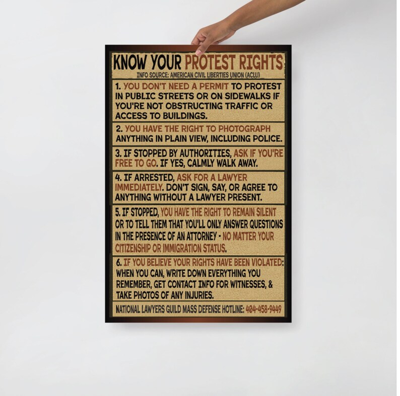 Know Your Rights Protest Sign With Mass Defense Hotline Number - Etsy