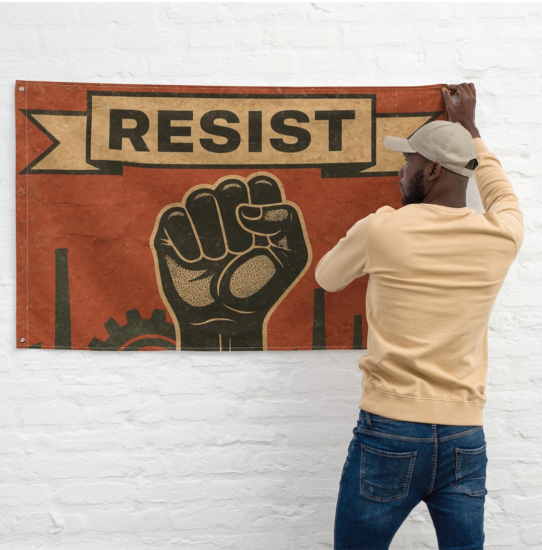 RESIST Flag – Bold Protest Flag, Home Decor, Revolutionary Art Banner ...