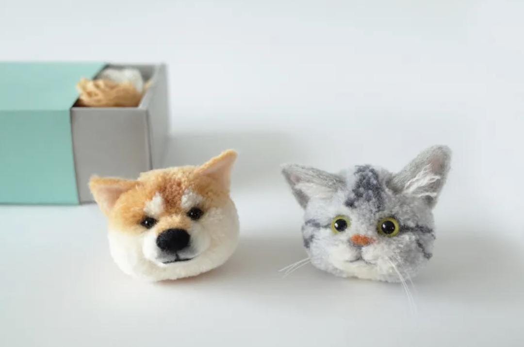 DARUMA Animal Pom-pom, Animals With Wrapping Wool Yarn Knitting Make ...