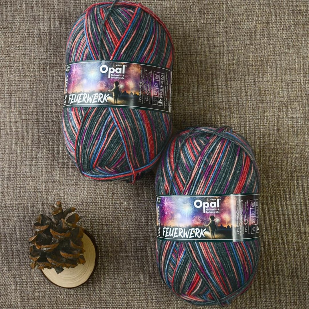 Opal Feuerwerk Wool Blend Sock Yarn | 100g Self-patterning Knitting ...