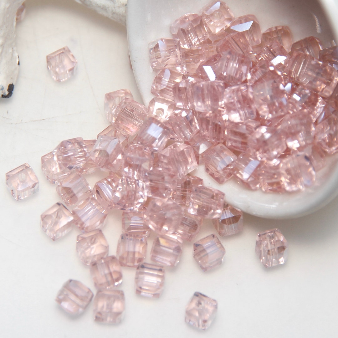5mm Very Pale Transparent Pink Crystal Cube Beads X 25 - Etsy