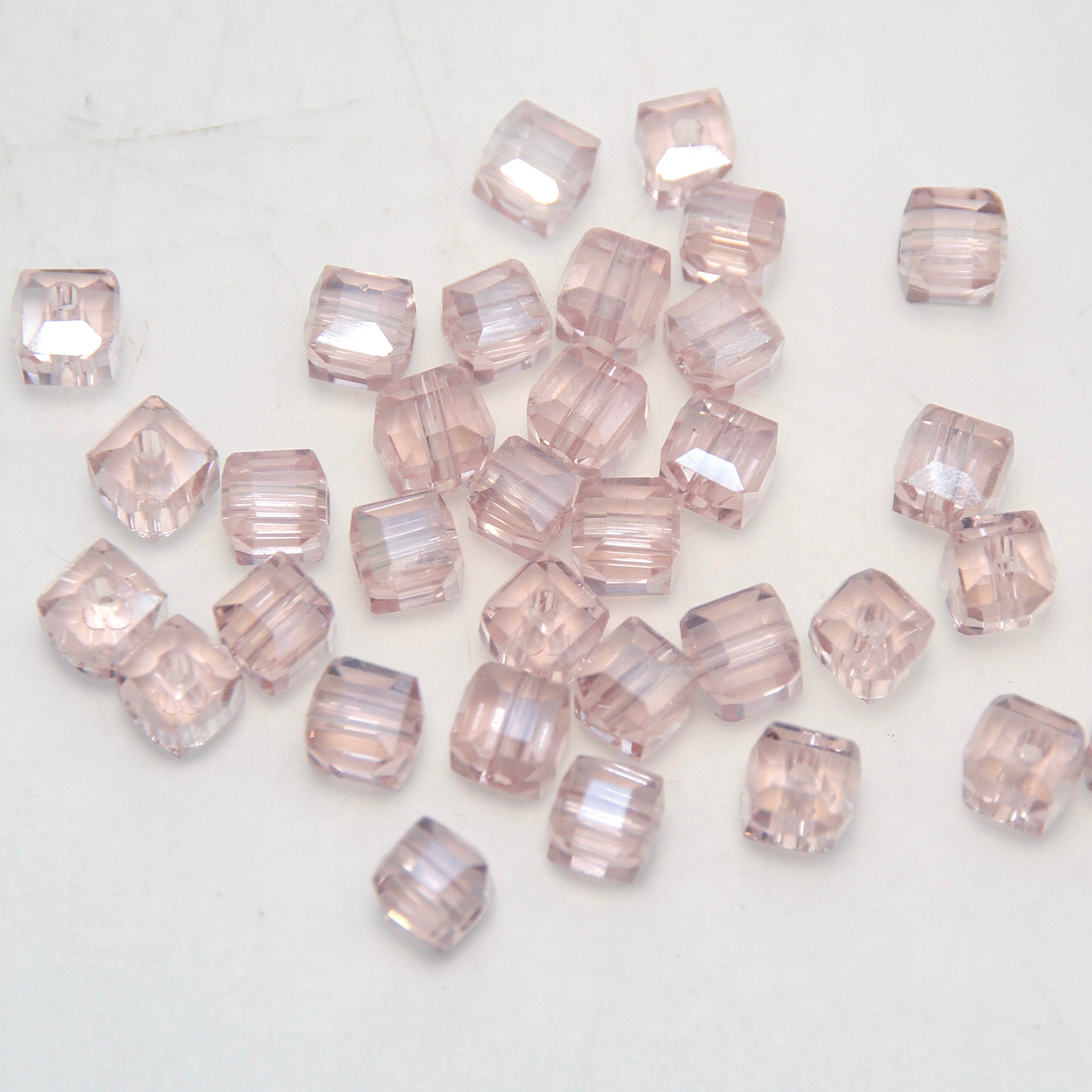 5mm Very Pale Transparent Pink Crystal Cube Beads X 25 - Etsy Australia