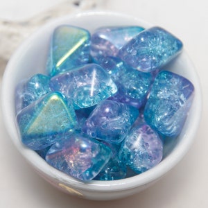 Meteorite Crackle Light Purple Blue Metallic Coat 14mm Czech Glass X 5 ...