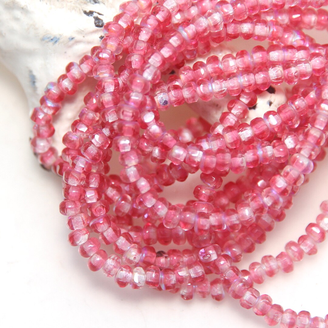 Czech Glass Microspacer 3x2mm Fuchsia Crystal Transparent Mix With AB ...