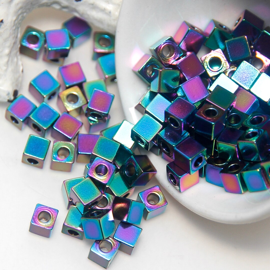 4mm Rainbow Ion Plated Stainless Steel Cube Beads X 10 - Etsy