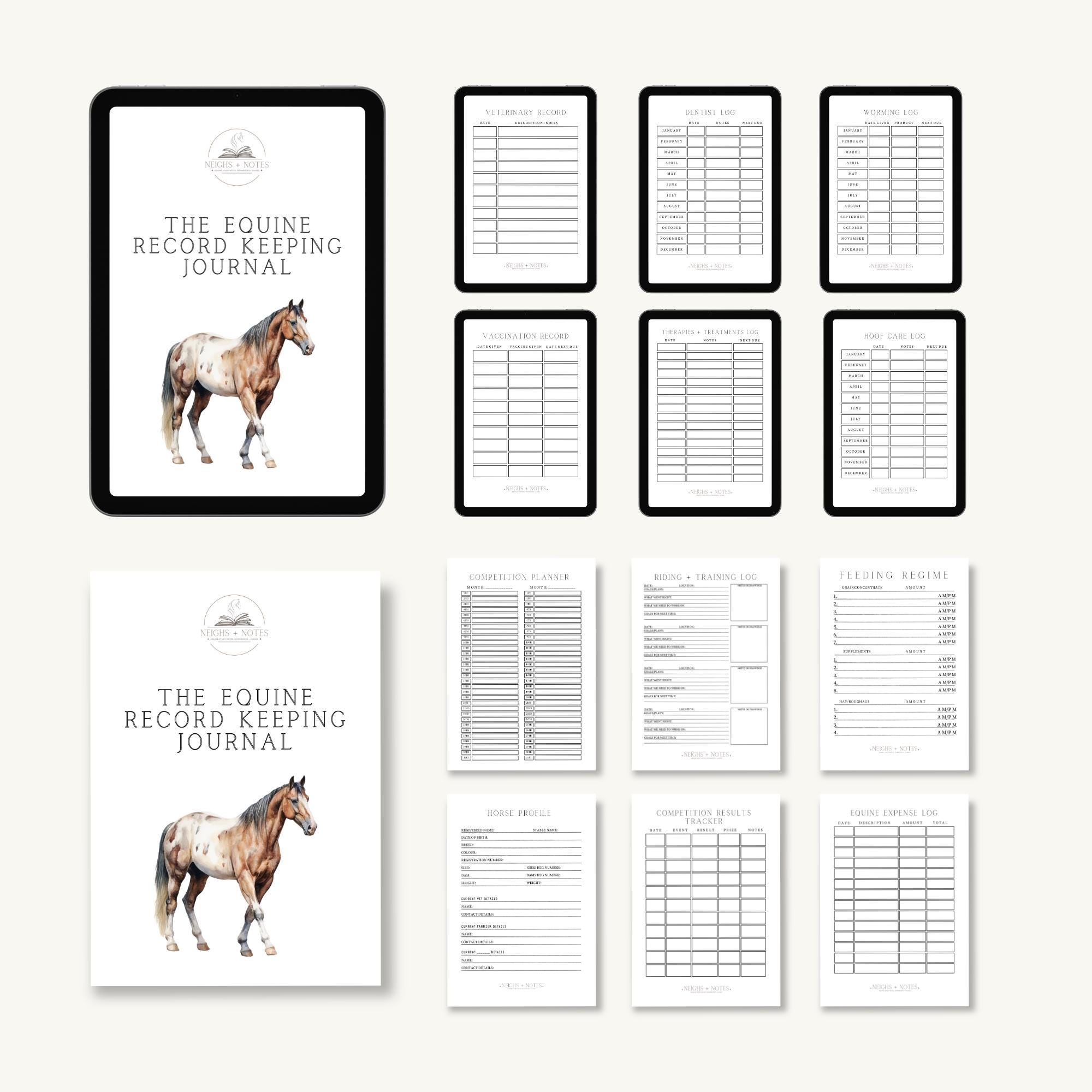 The Equine Record Keeping Journal | PDF & Printable | Horse Management ...