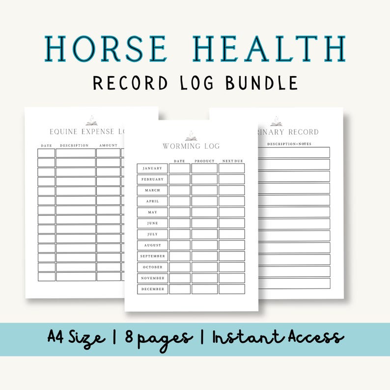 Horse Health Record Keeping Bundle | Printable Sheets & Logs | Equine ...