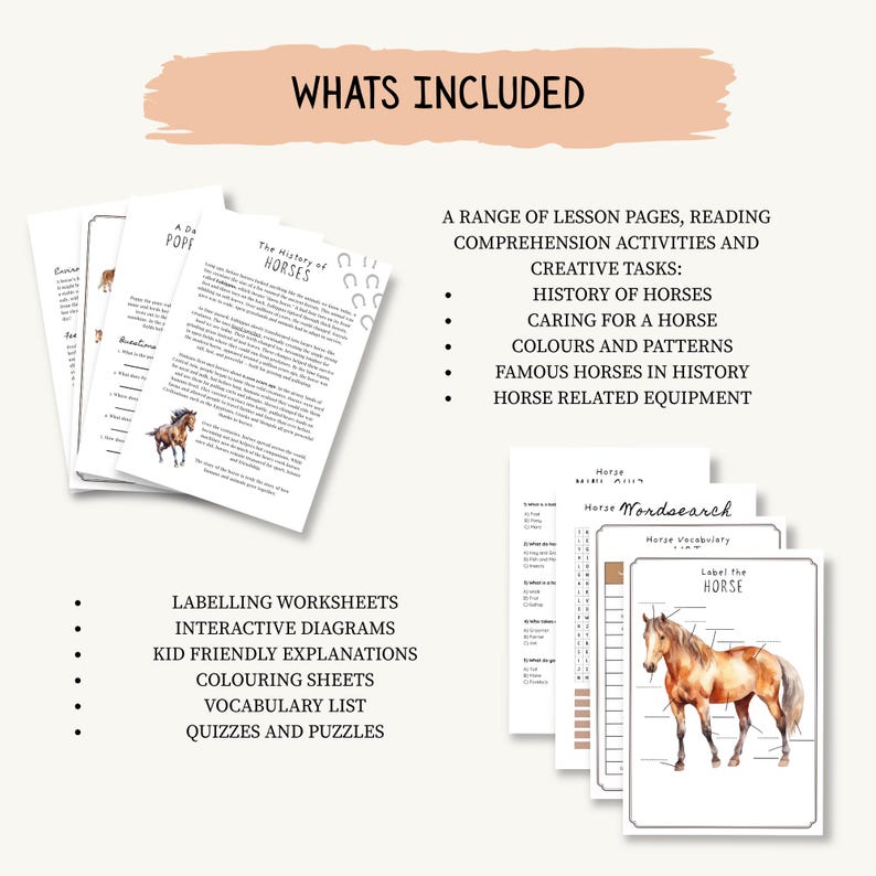 Horse Unit Study for Kids | PDF Download | Printable Homeschool Lesson ...