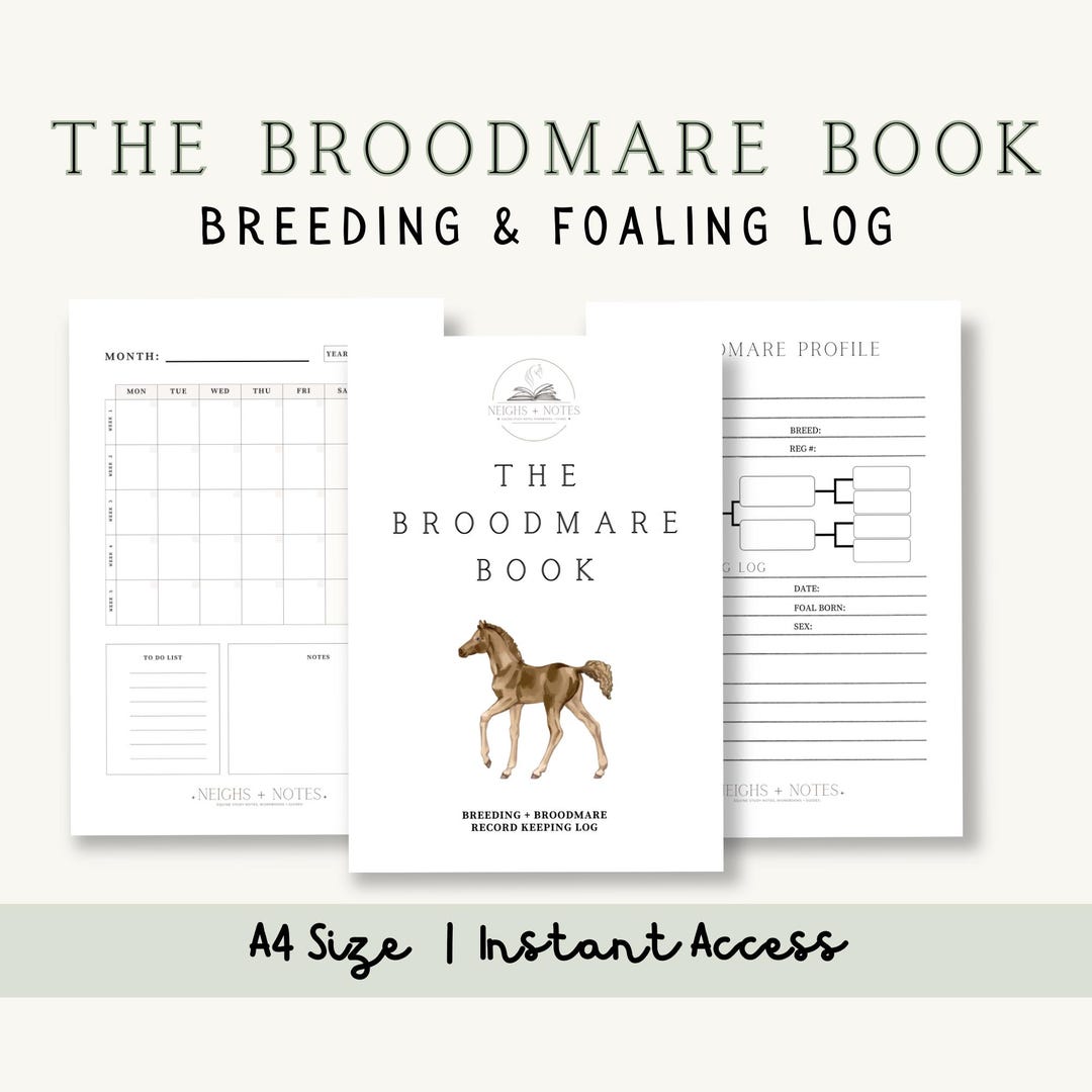 The Broodmare Book | Breeding/foaling Record Tracker | Printable Mare ...