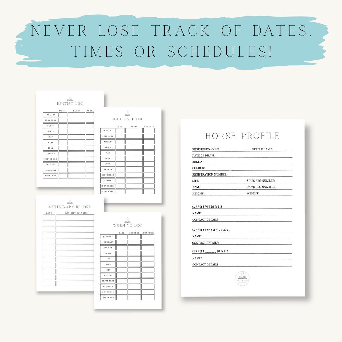 Horse Health Record Keeping Bundle | Printable Sheets & Logs | Equine ...