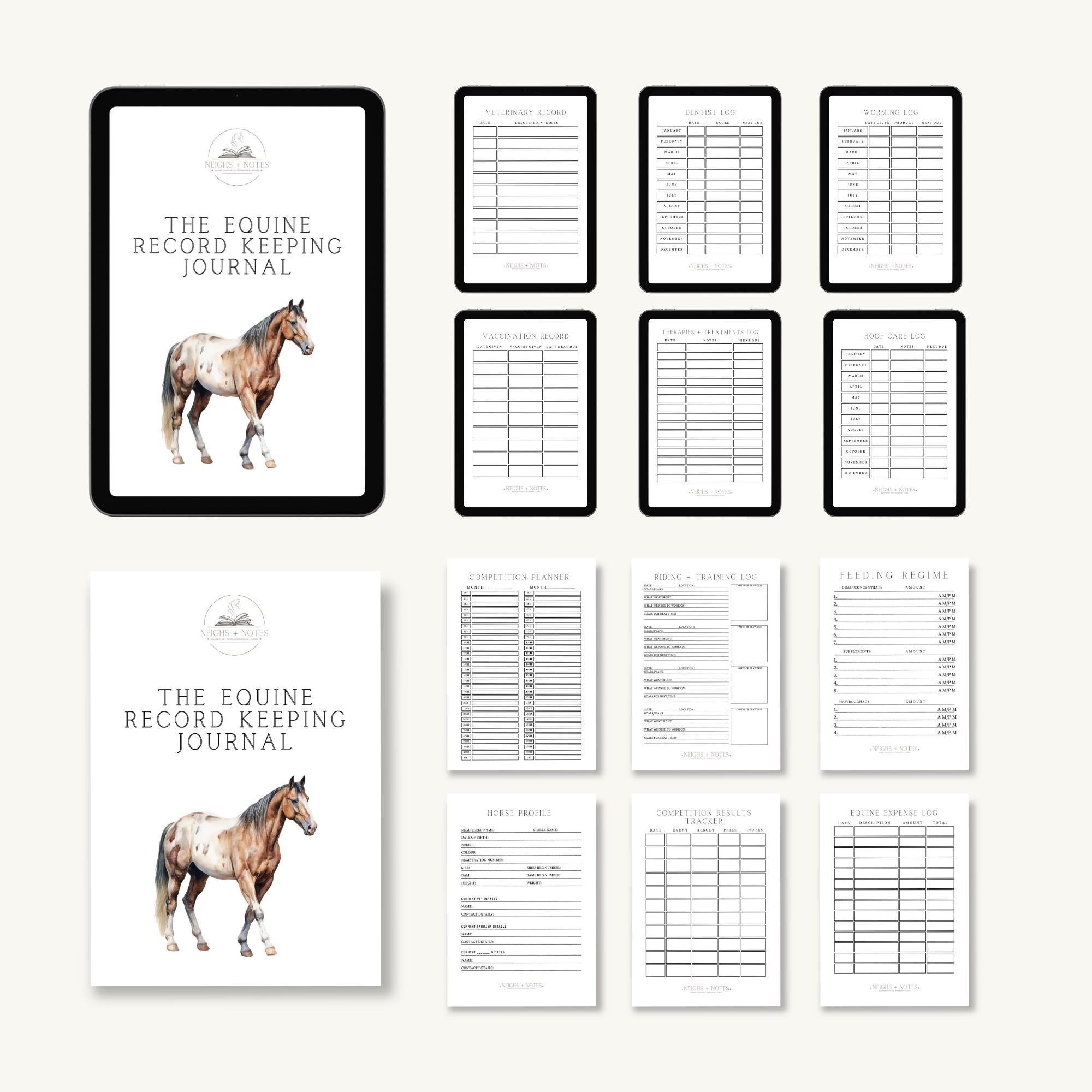 Equine Record Keeping Journal | PDF Printable | Horse Management ...