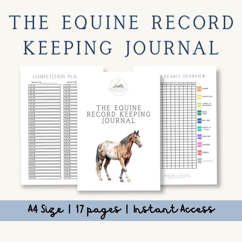 Equine Record Keeping Journal | PDF Printable | Horse Management ...