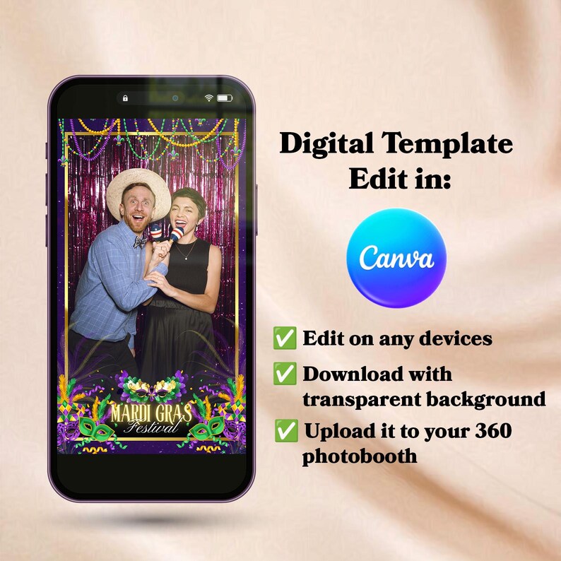 Mardi Gras 360 Photo Booth Overlay Purple Gold 360booth Overlay ...