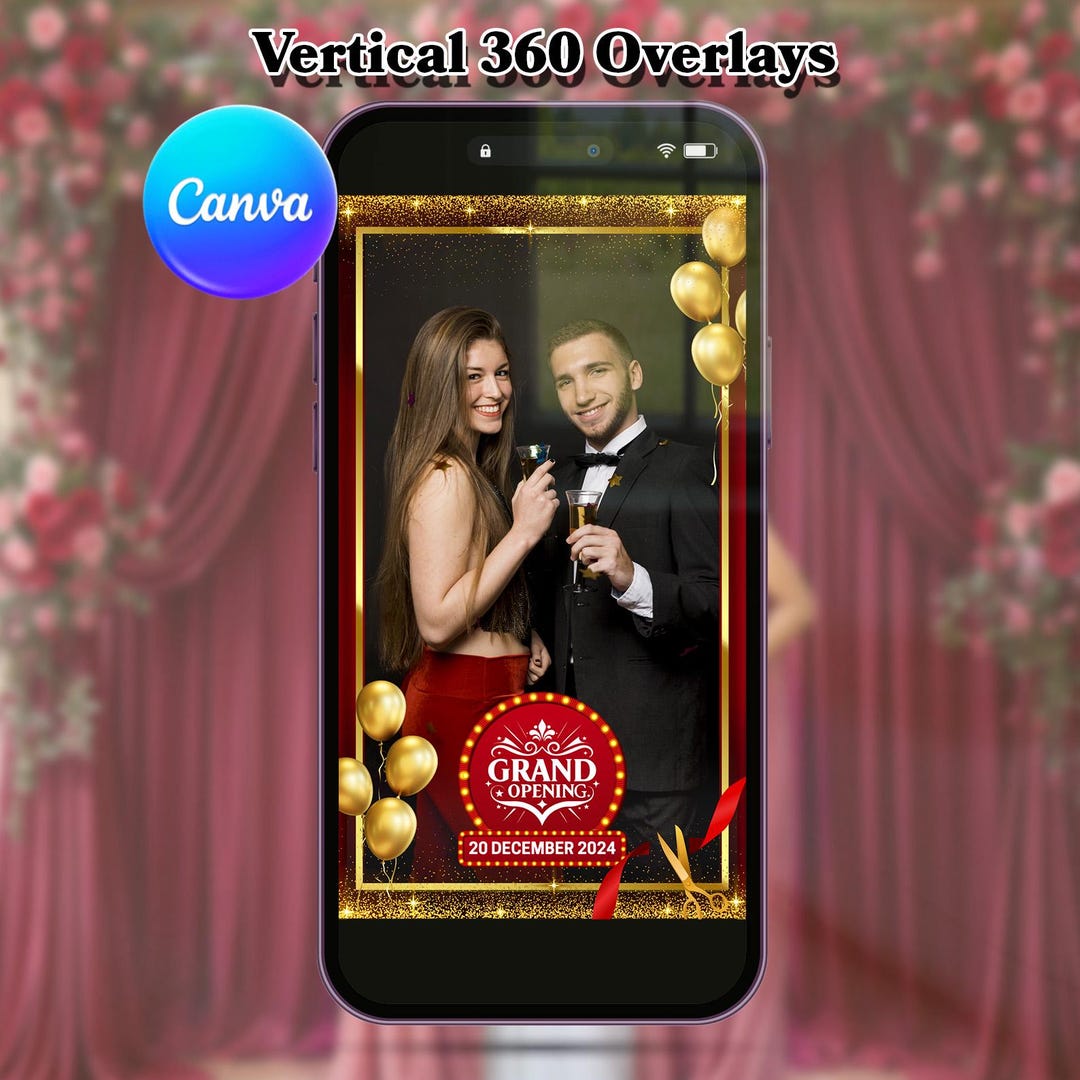 Grand Opening 360 Photo Booth Overlay Red Black Gold 360booth Overlay ...