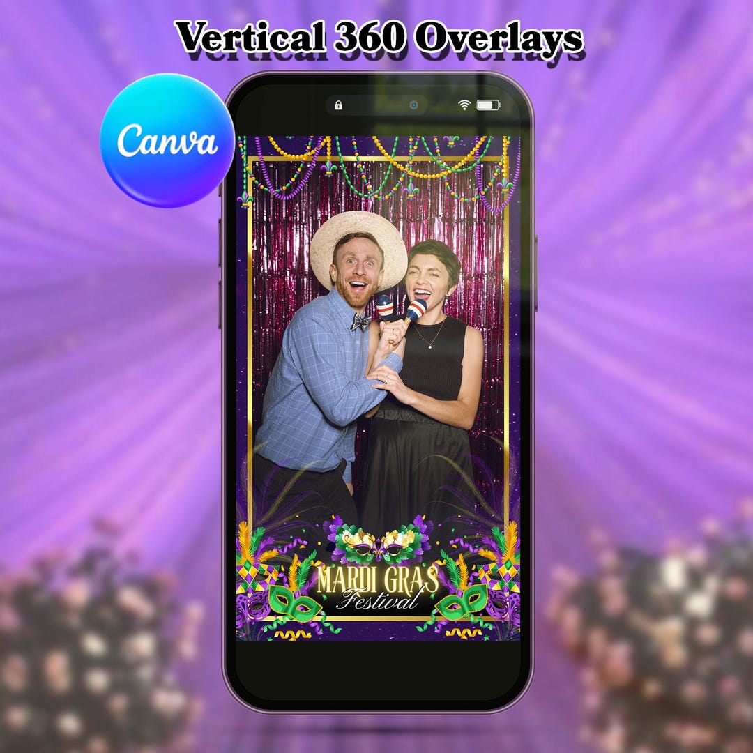 Mardi Gras 360 Photo Booth Overlay Purple Gold 360booth Overlay ...