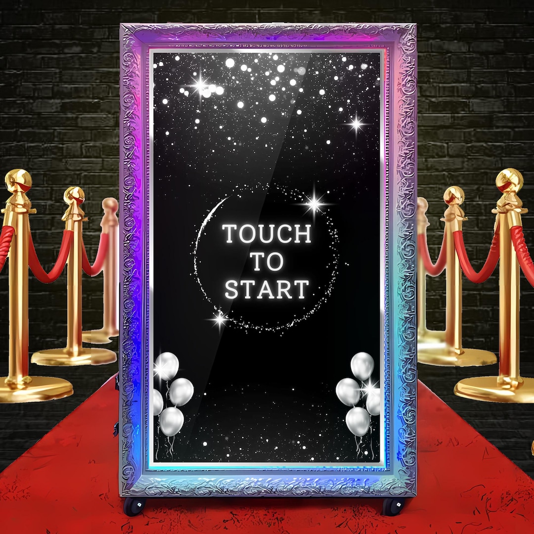 Touch to Start Photobooth Animation Black Silver Party 80s Magic Mirror ...