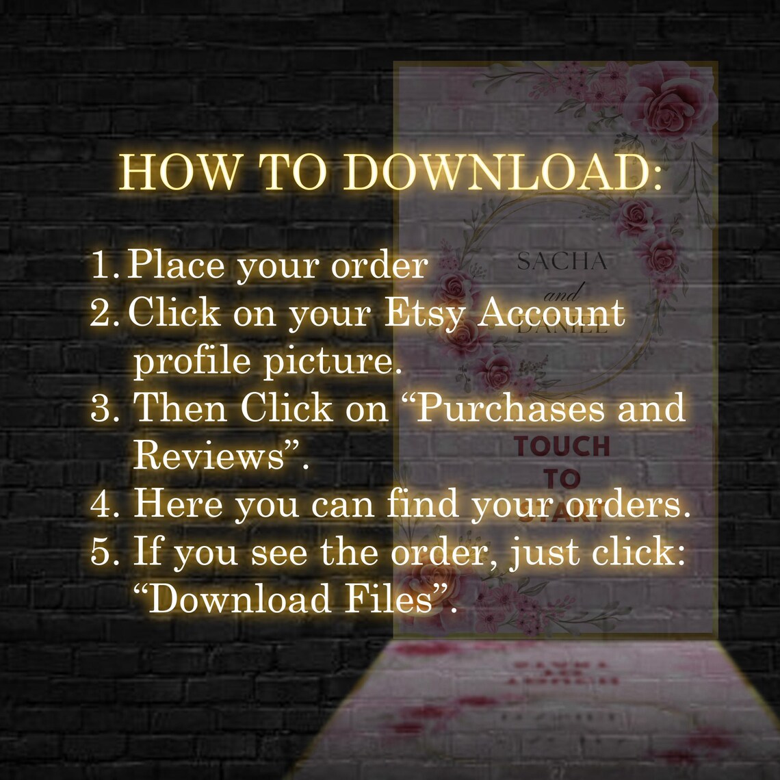 Touch to Start Photobooth Animation Floral Pink Gold Magic Mirror Photo ...