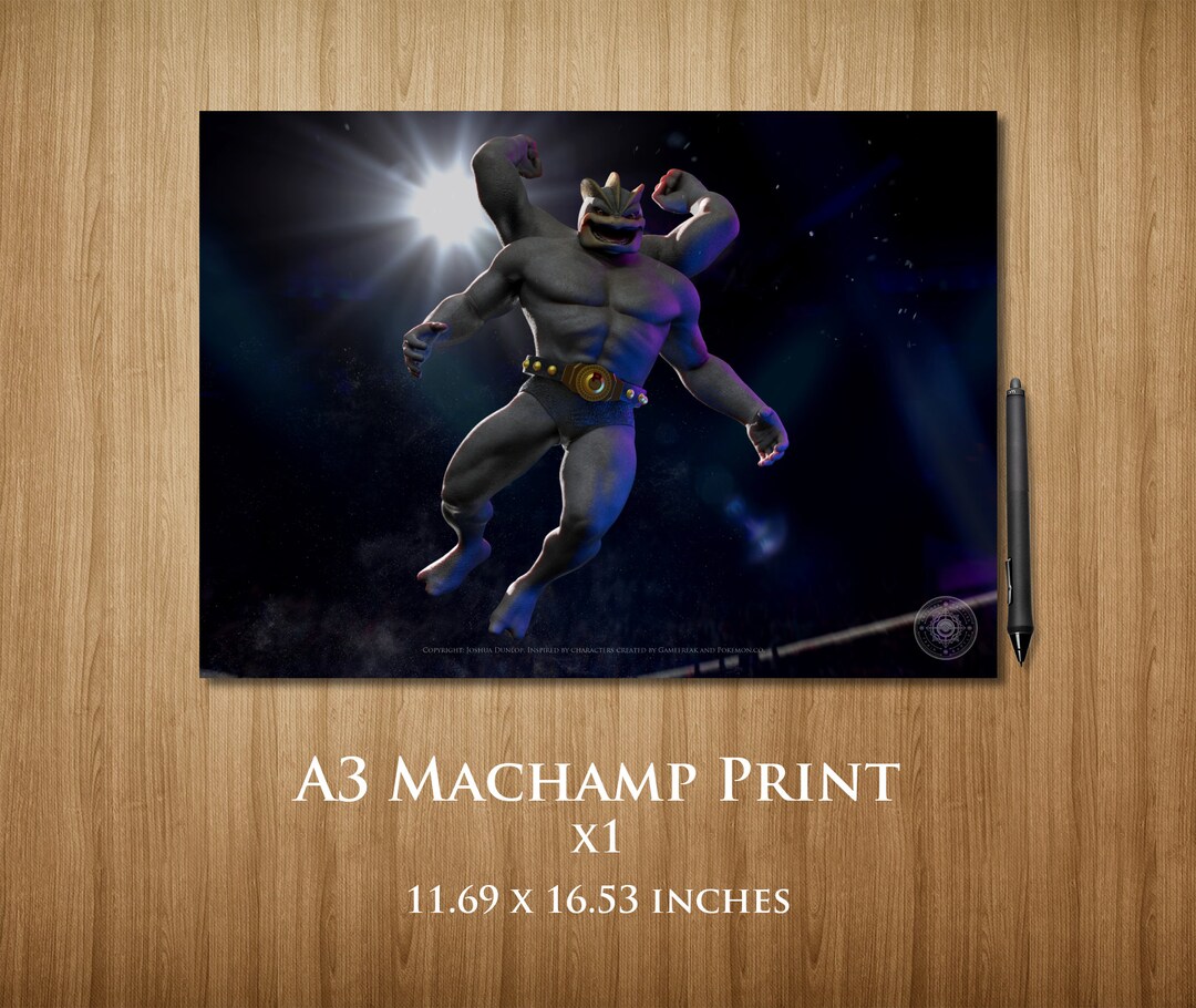 Machamp Posters (A3) - Realistic Pokémon Art Print - Pokémon Zoology ...