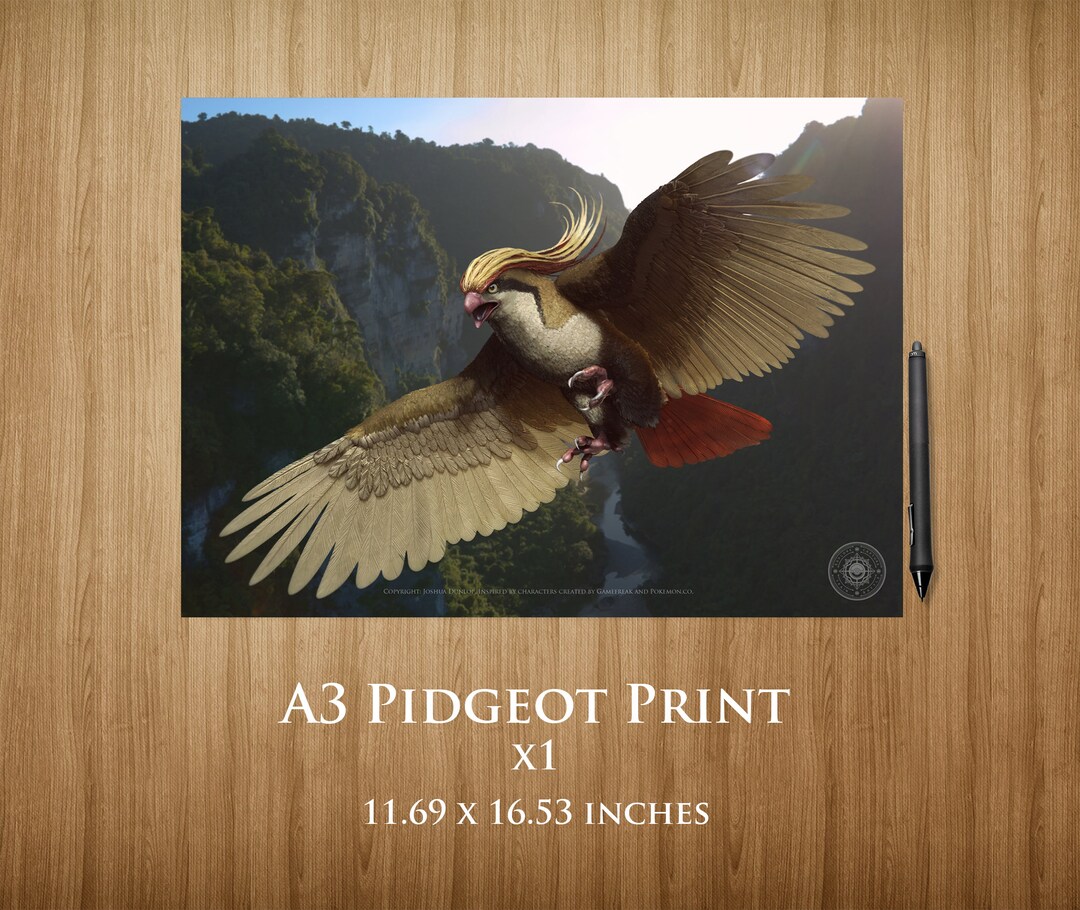 Pidgeot Posters (A3) - Realistic Pokémon Art Print - Pokémon Zoology ...