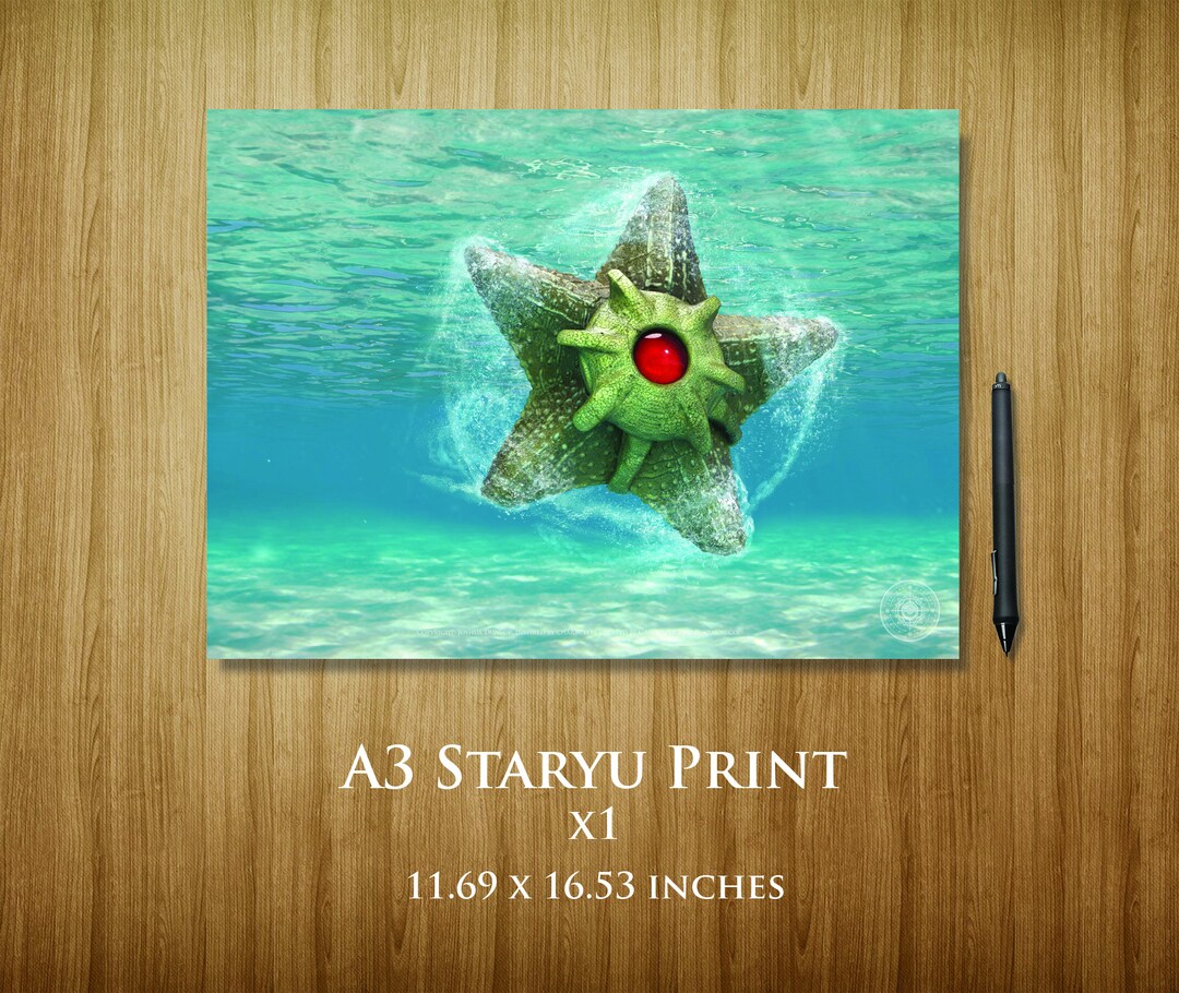 Staryu 1 Posters (A3) - Realistic Pokémon Art Print - Pokémon Zoology ...