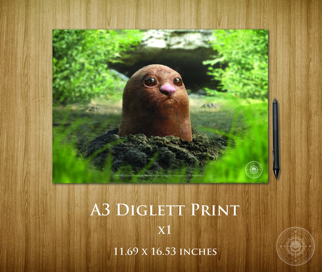 Diglett Posters (A3) - Realistic Pokémon Art Print - Pokémon Zoology ...