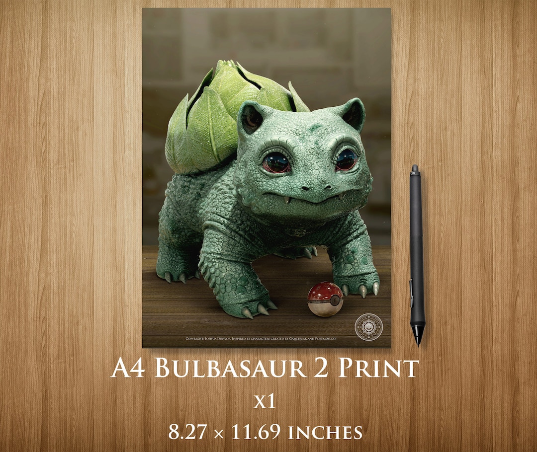 Bulbasaur 2 Print (A4) - Realistic Pokémon Art Print - Pokémon Zoology ...