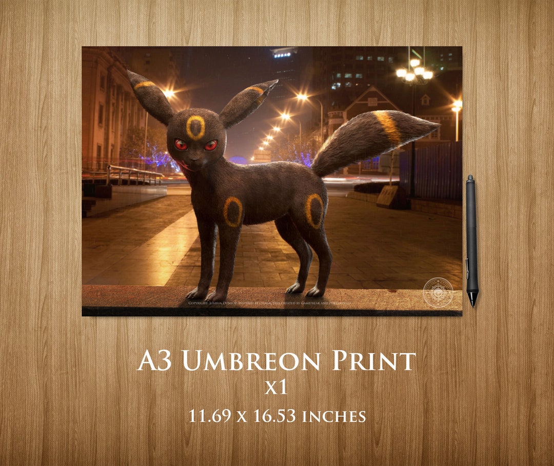 Umbreon Posters (A3) - Realistic Pokémon Art Print - Pokémon Zoology ...