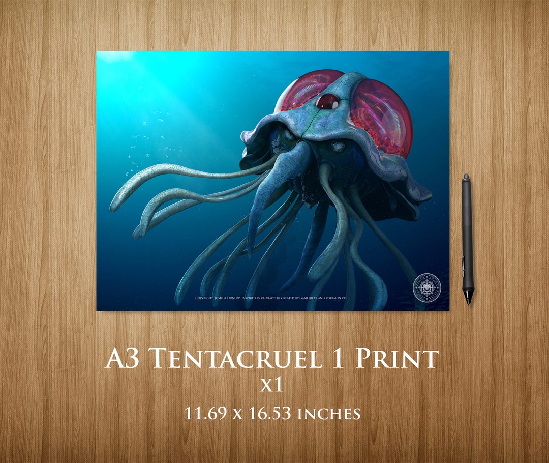 Tentacruel 1 Poster (A3) - Realistic Pokémon Art Print - Pokémon Zoology Illustration by Joshua ...