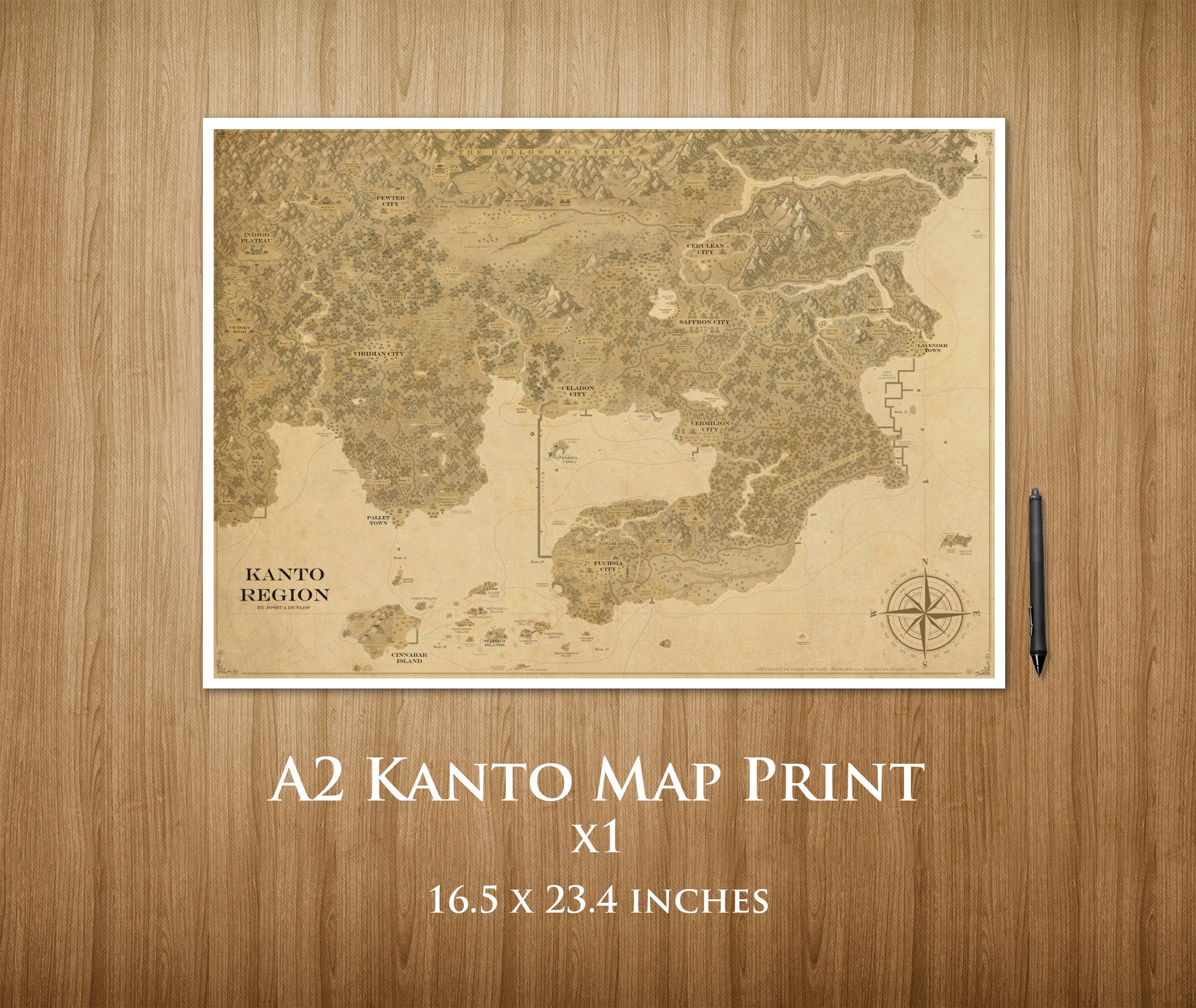 A2 Kanto Map - Etsy