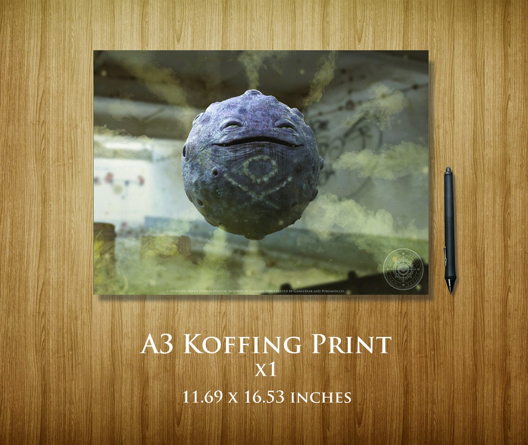 Koffing Posters (A3) - Realistic Pokémon Art Print - Pokémon Zoology ...