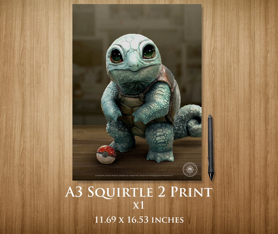 Squirtle 2 Posters (A3) - Realistic Pokémon Art Print - Pokémon Zoology ...