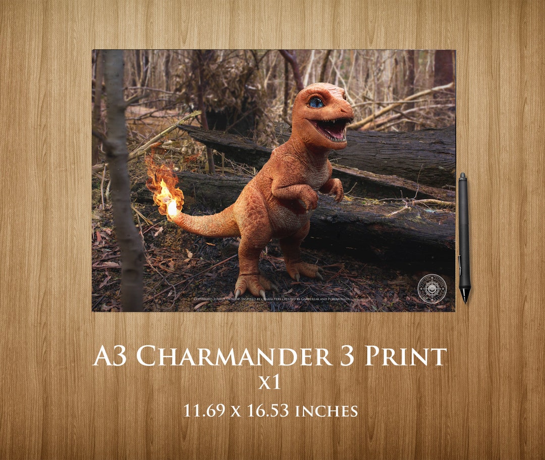 Charmander 3 Posters (A3) - Realistic Pokémon Art Print - Pokémon ...