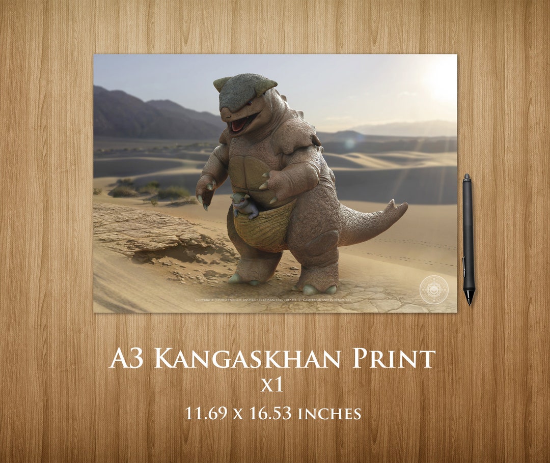 Kangaskhan Posters (A3) - Realistic Pokémon Art Print - Pokémon Zoology ...