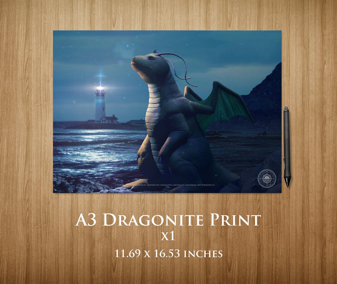 Dragonite Posters (A3) - Realistic Pokémon Art Print - Pokémon Zoology ...