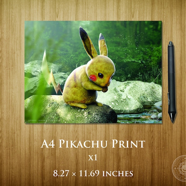 Pikachu A4 Print - Etsy