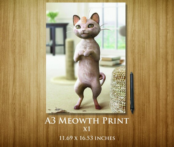 Meowth A3 Poster | Etsy