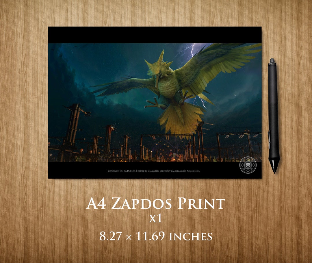 Zapdos 1 Print (A4) - Realistic Pokémon Art Print - Pokémon Zoology ...