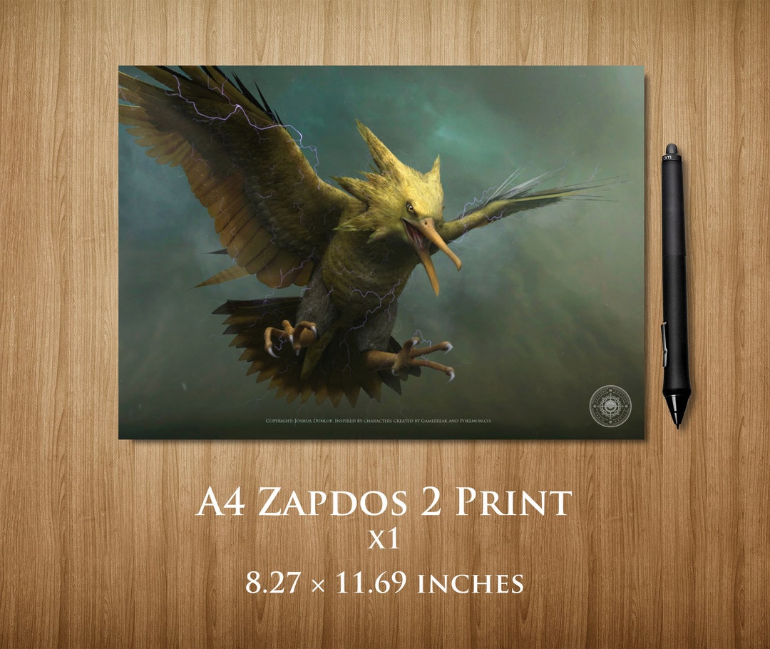 Zapdos 2 Print (A4) - Realistic Pokémon Art Print - Pokémon Zoology ...