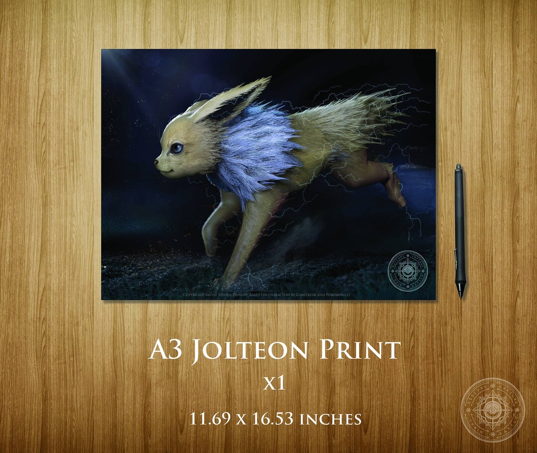Jolteon Posters (A3) - Realistic Pokémon Art Print - Pokémon Zoology ...