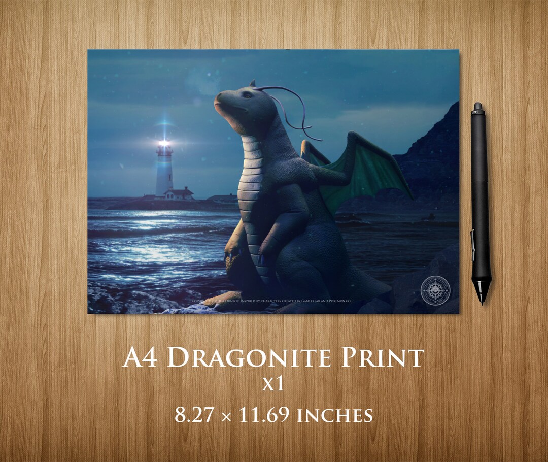 Dragonite Print (A4) - Realistic Pokémon Art Print - Pokémon Zoology ...