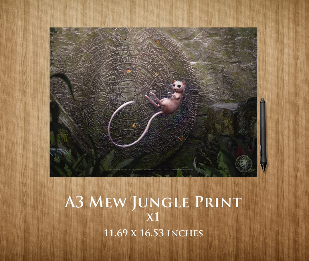 Mew Jungle Posters (A3) - Realistic Pokémon Art Print - Pokémon Zoology ...