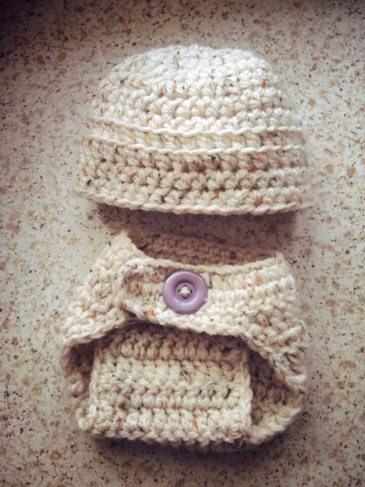 Baby hat and nappy/diaper cover set. Newborn photography prop | Etsy